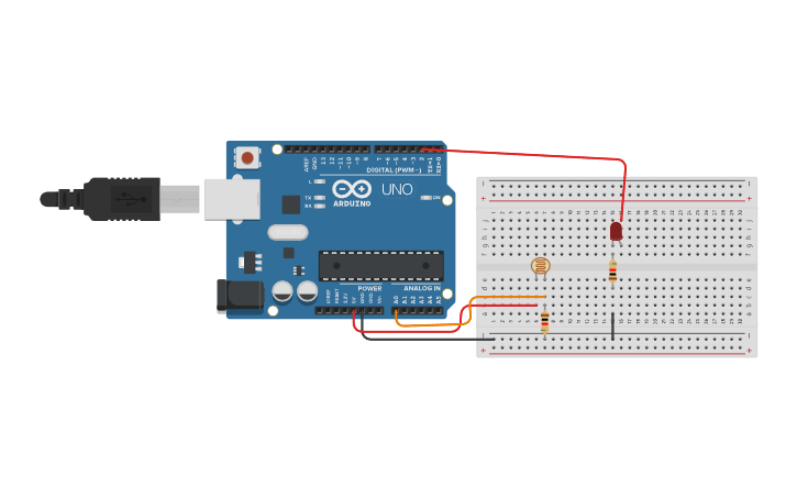 Circuit design LDR Light - Tinkercad