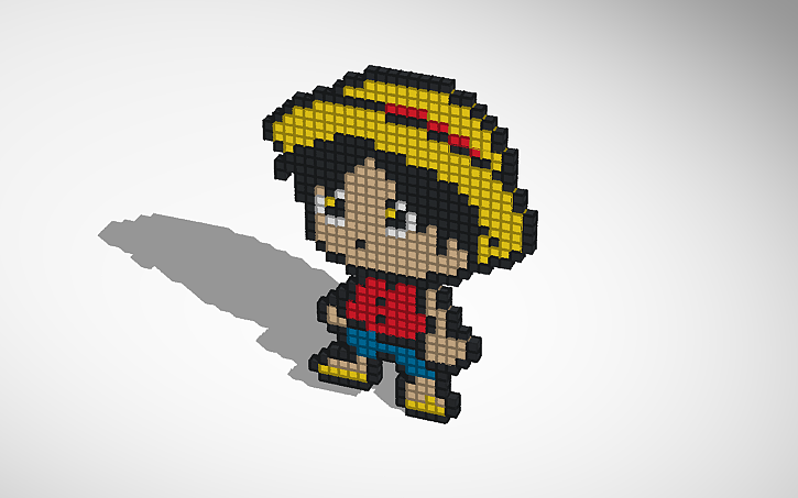 3D design Monkey D. Luffy (One Piece) (Pixel Art) - Tinkercad