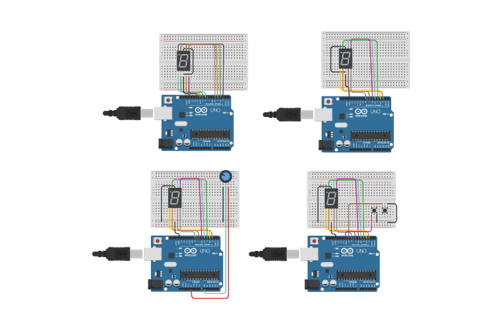 Circuit design 7 segment - Tinkercad