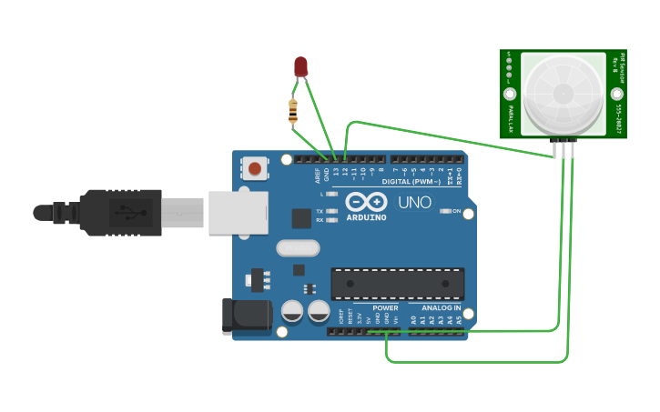 Circuit design 160302030 pip motion sensor with led - Tinkercad