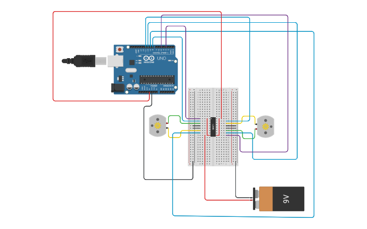 Circuit design ERC SUBMISSION FOR ARDUINO CAR - Tinkercad