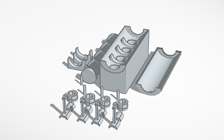 3D design Inline 4 Engine block, crank, and piston - Tinkercad