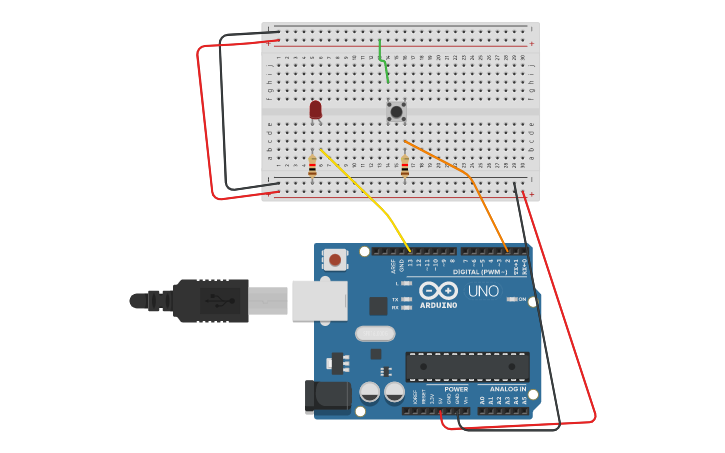 Circuit design On/off push buttons - Tinkercad