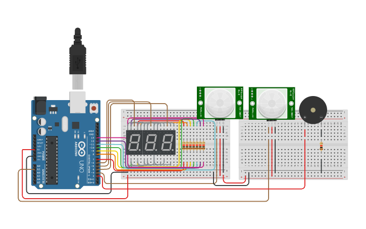 Circuit Design Copy Of Pir Count 7 Segment Display Tinkercad
