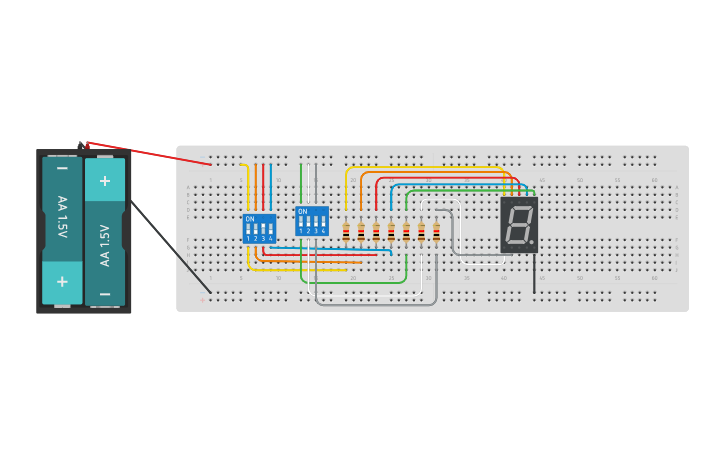 Circuit design VISUALIZADOR DE 7 SEGMENTOS. PAOLA SANCHEZ SANCHEZ 3E | Tinkercad