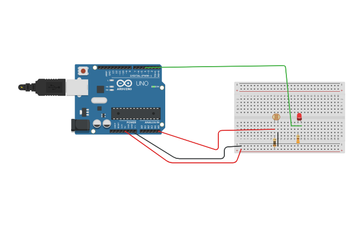 Circuit design sensor de luz,ldr - Tinkercad