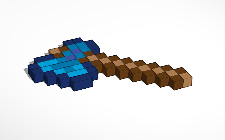 3D design minecraft diamond axe #minecraft - Tinkercad