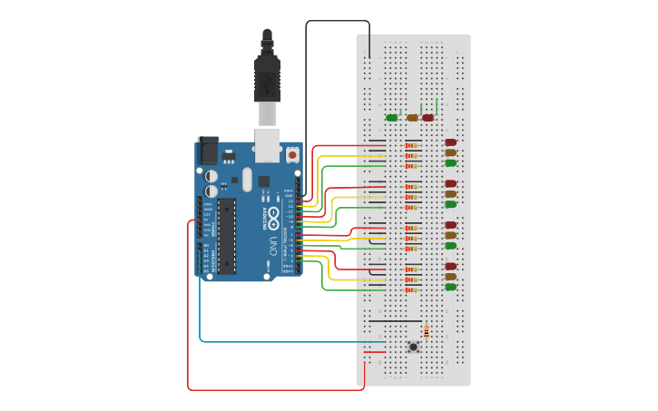 Circuit design Traffic Lights Assignment | Tinkercad