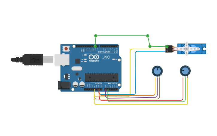 Circuit design servo act 4 - Tinkercad