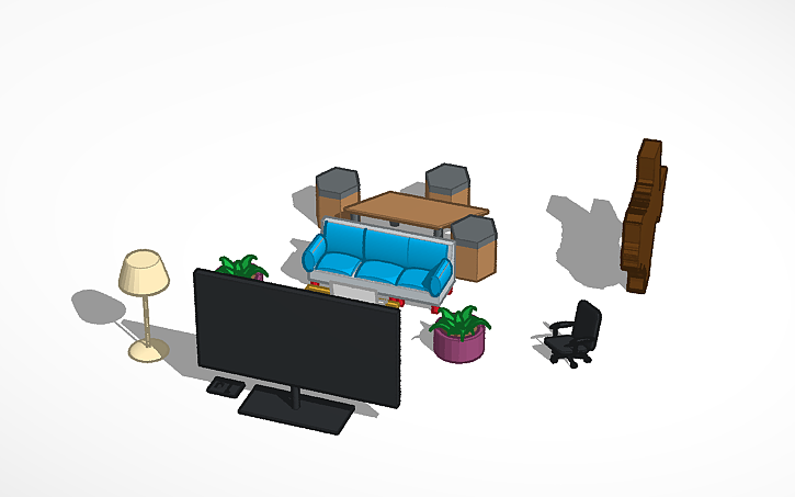 3D design 3d printable living room - Tinkercad