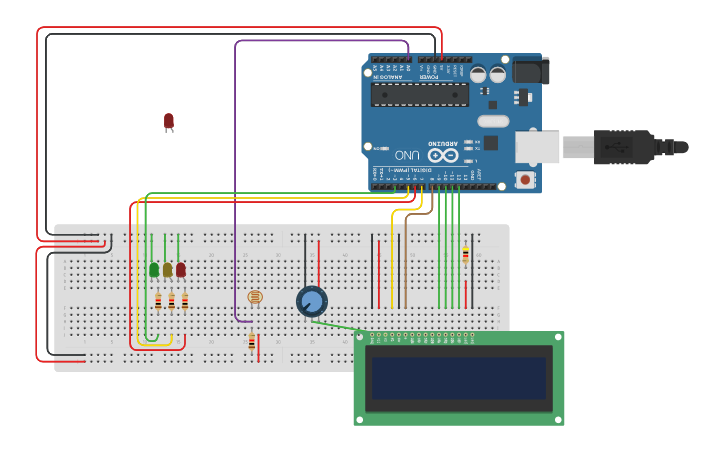 Circuit design FRB-GDS0243-LCD con Fotoresistencia | Tinkercad