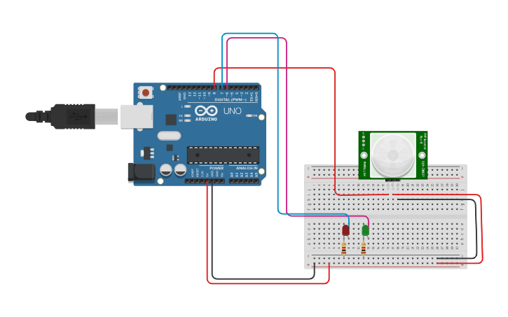 Circuit design sensor con led - Tinkercad