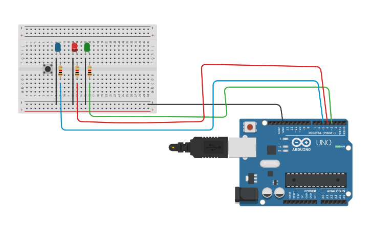 Circuit design ciclo while | Tinkercad
