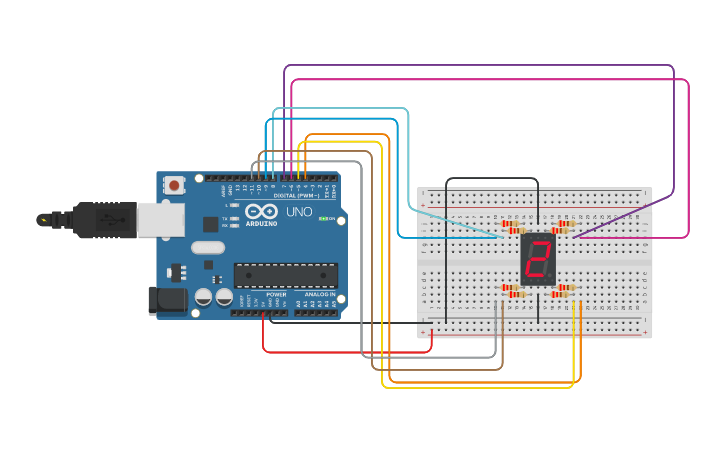 Circuit design LED Segment Display - Tinkercad