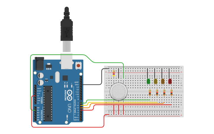 Circuit design Gas Sensor - Tinkercad