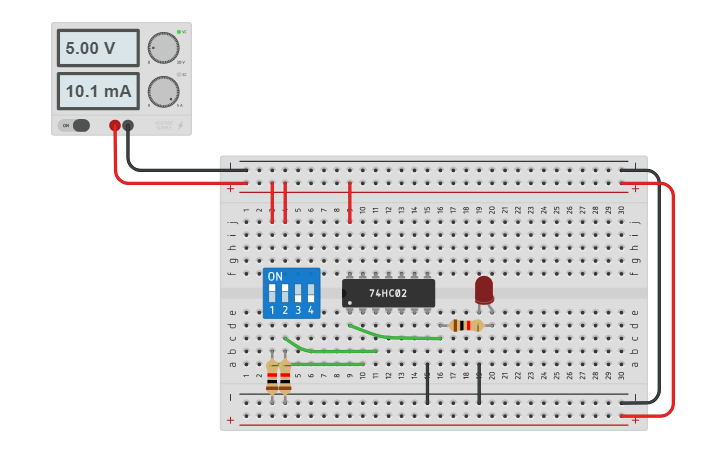 Circuit design NOR logic gate | Tinkercad