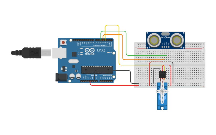 Circuit design Smart Dustbin - Tinkercad