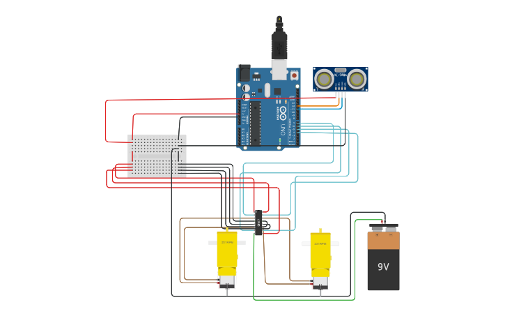 Circuit Design Obstacle Avoidance Robot Tinkercad