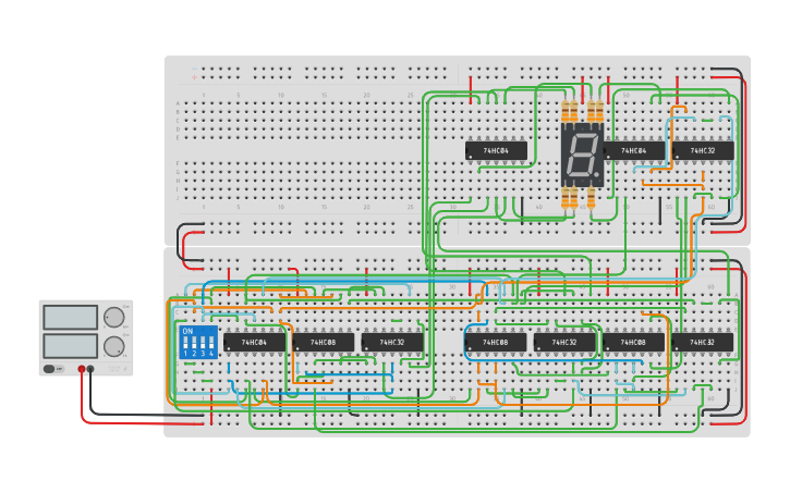 Circuit design circuito 7 segmentos - Tinkercad