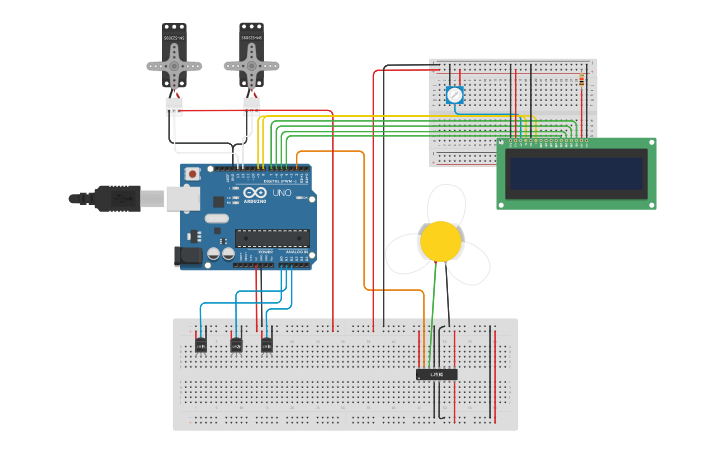 Circuit design Watering System - Tinkercad