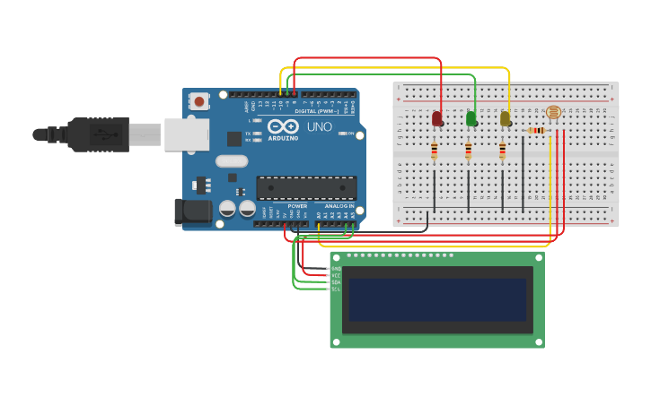 Circuit design LDR LCD - Tinkercad