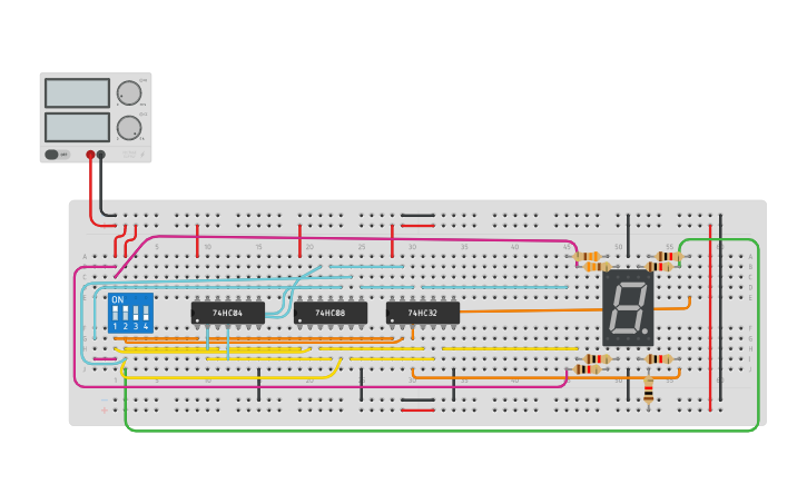 Circuit design 7segmentos | Tinkercad