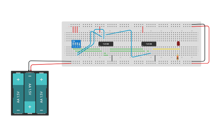 Circuit design AB+C con puertas NAND - Tinkercad