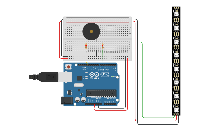 Circuit design Led-Sound - Tinkercad