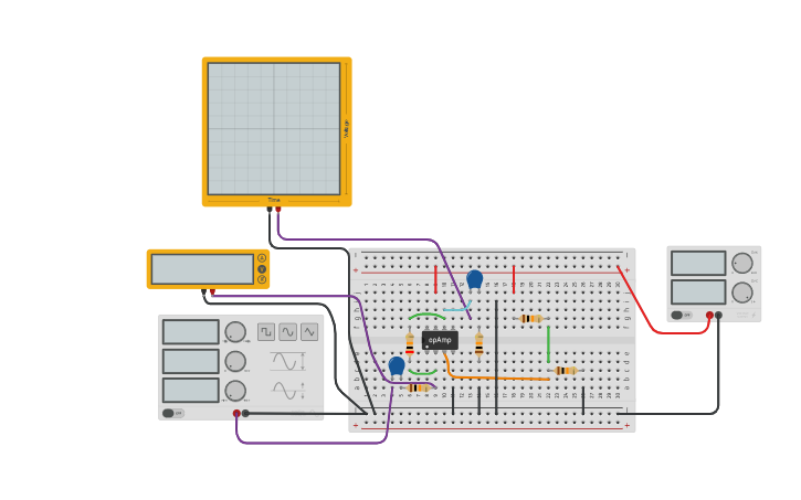 Circuit design aop x2 single supply - Tinkercad