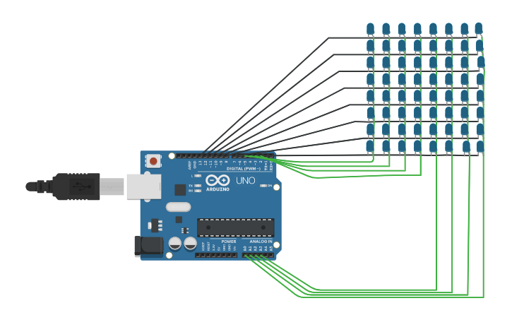 Circuit design 8x8 matrix - Tinkercad
