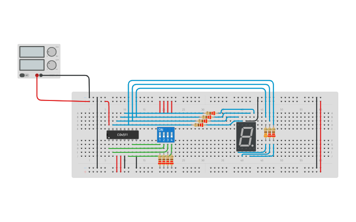 Circuit Design 7 Segmentos Con Bcd Tinkercad