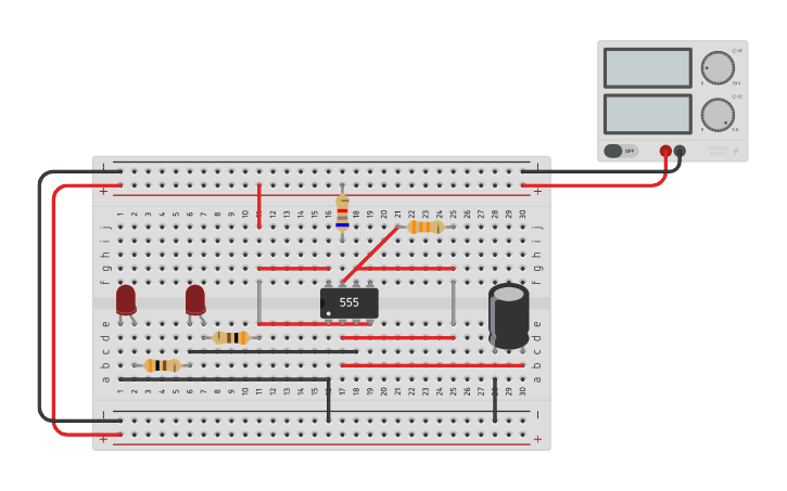 Circuit design 555 timer chip #2 - Tinkercad