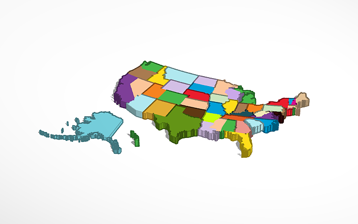 3D design Map Of USA - Tinkercad
