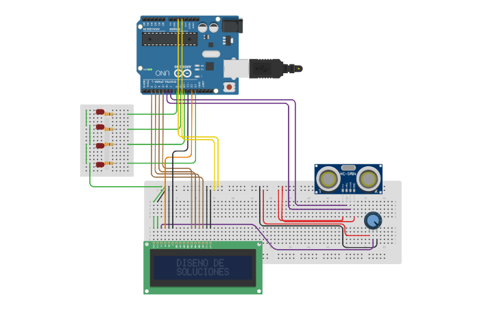Circuit design Control de motor paso a paso con Arduino y sensor ultrasónico - Tinkercad