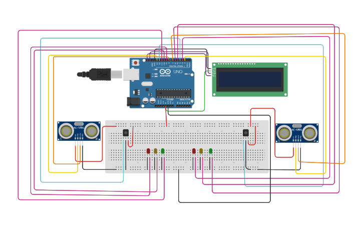 Circuit design Traffic density control system - Tinkercad