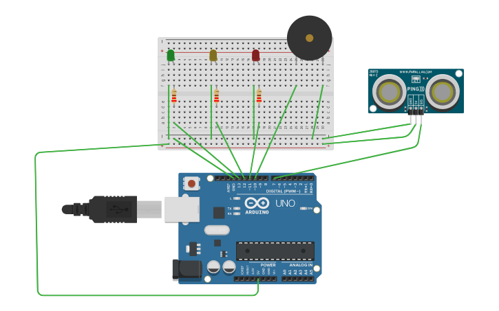 Circuit design Copy of Car Parking with Ultrasonic Sensor - Tinkercad