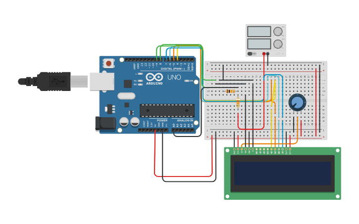 Circuit design digital voltmeter using arduino uno - Tinkercad