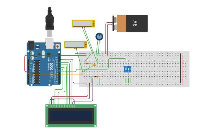 Circuit design Battery Voltage Display - Tinkercad
