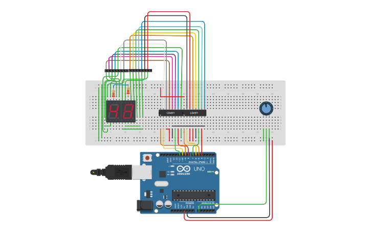 Circuit design 4511 DECODER AND ARDUINO | Tinkercad