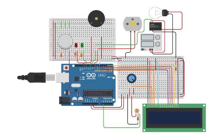 Circuit design FIRE ALARM SYSTEM - Tinkercad