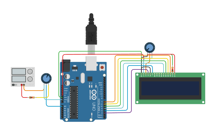 Circuit design Digital Voltmeter using adruino - Tinkercad