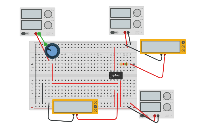 Circuit design voltage to current circuit - Tinkercad