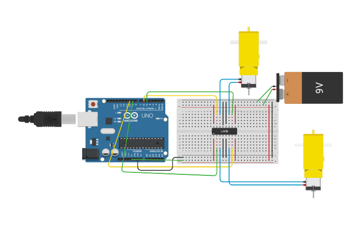 Circuit design Copy of arduino l293d Motor driver ic | Tinkercad