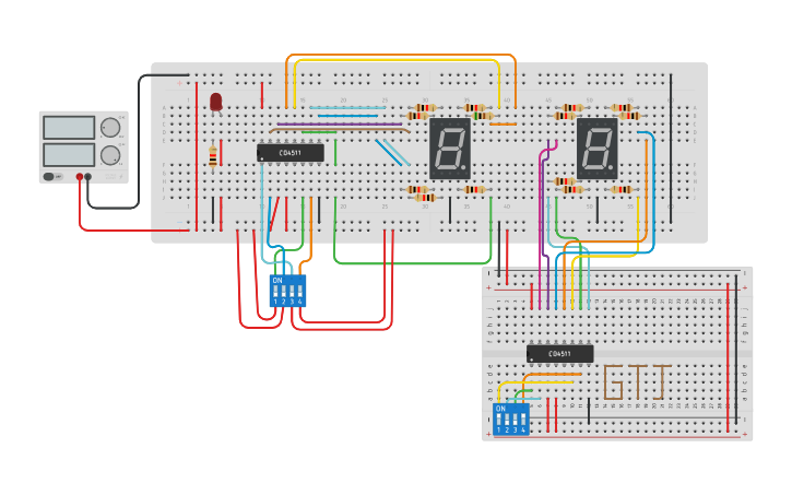Circuit design Decodificador BCD 7 SEGMENTOS GABRIEL | Tinkercad