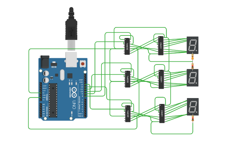 Circuit Design 4 Bit Binary Counter Tinkercad