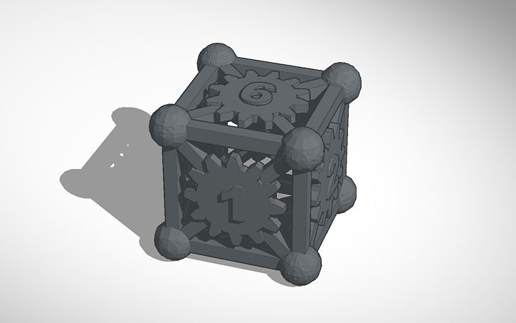 3D design Steampunk 6 Sided Dice - Tinkercad