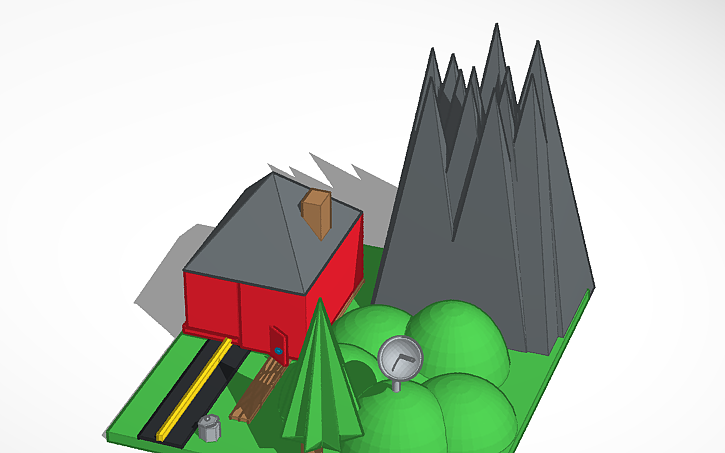 3D design Fantastic mountain terrain house - Tinkercad