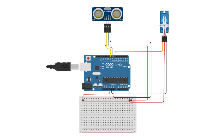 Circuit design Project with Sensor And Servo - Tinkercad