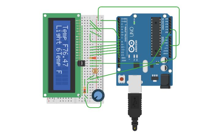 Circuit design LCD - Tinkercad