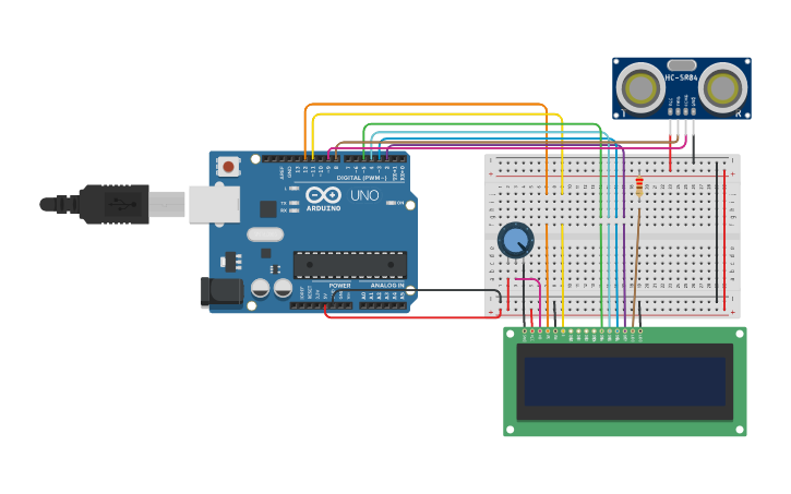 Circuit design Ultrasonic Sensor | Tinkercad
